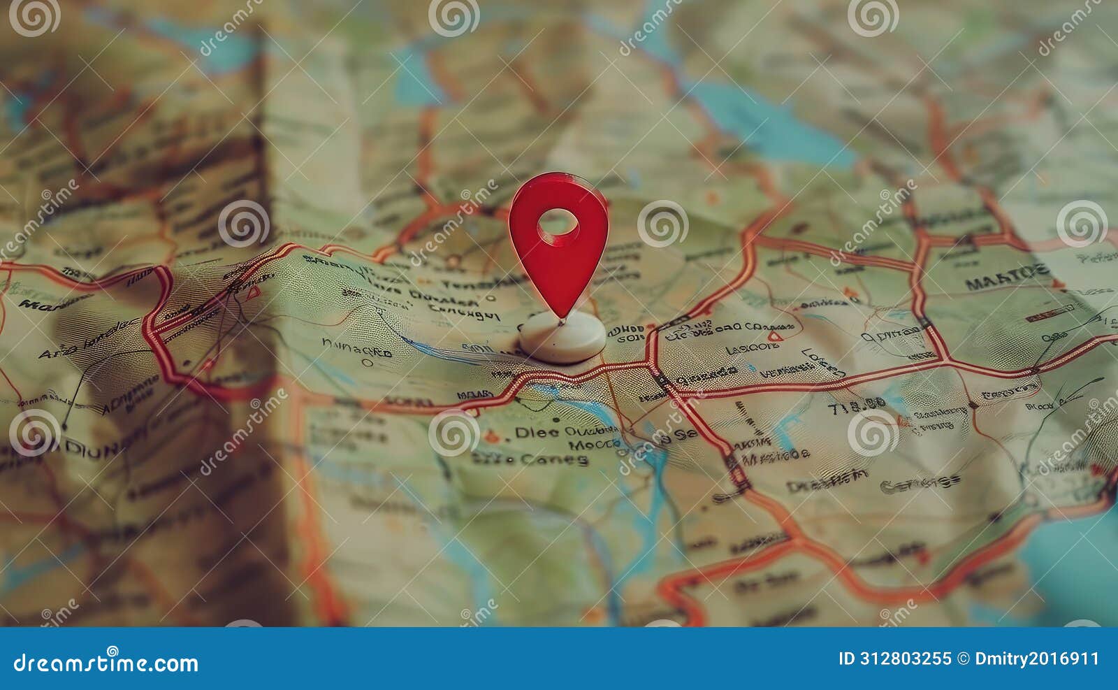 Red GPS marker on the map. stock image. Image of search - 312803255