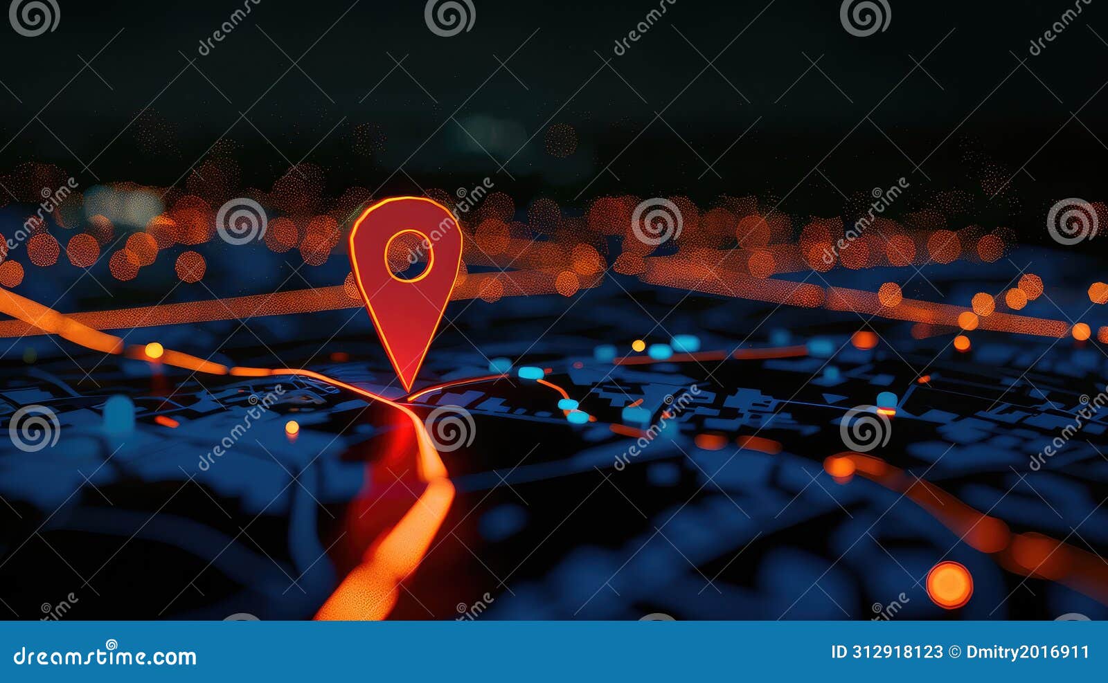 Red GPS marker on the map. stock image. Image of graphic - 312918123