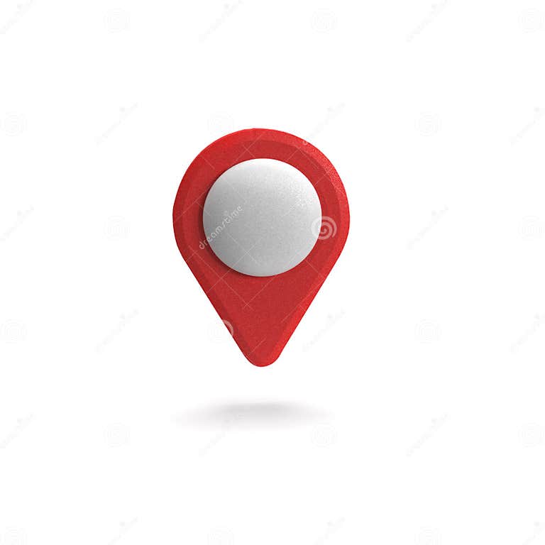 Red GPS Pointer. Red Map Pointer. Isolated on White Background. Three-dimensional Rendering ...