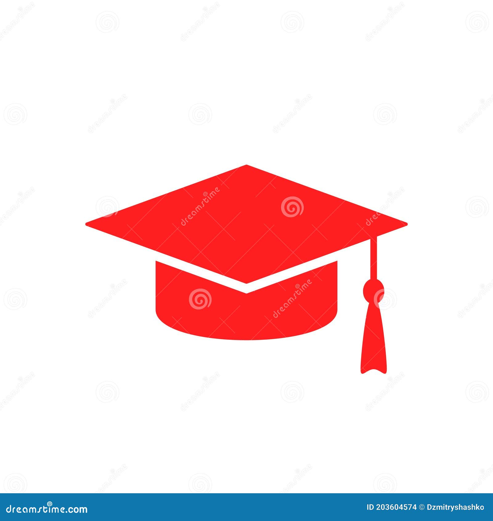 Red grad cap icon stock vector. Illustration of graduated - 203604574