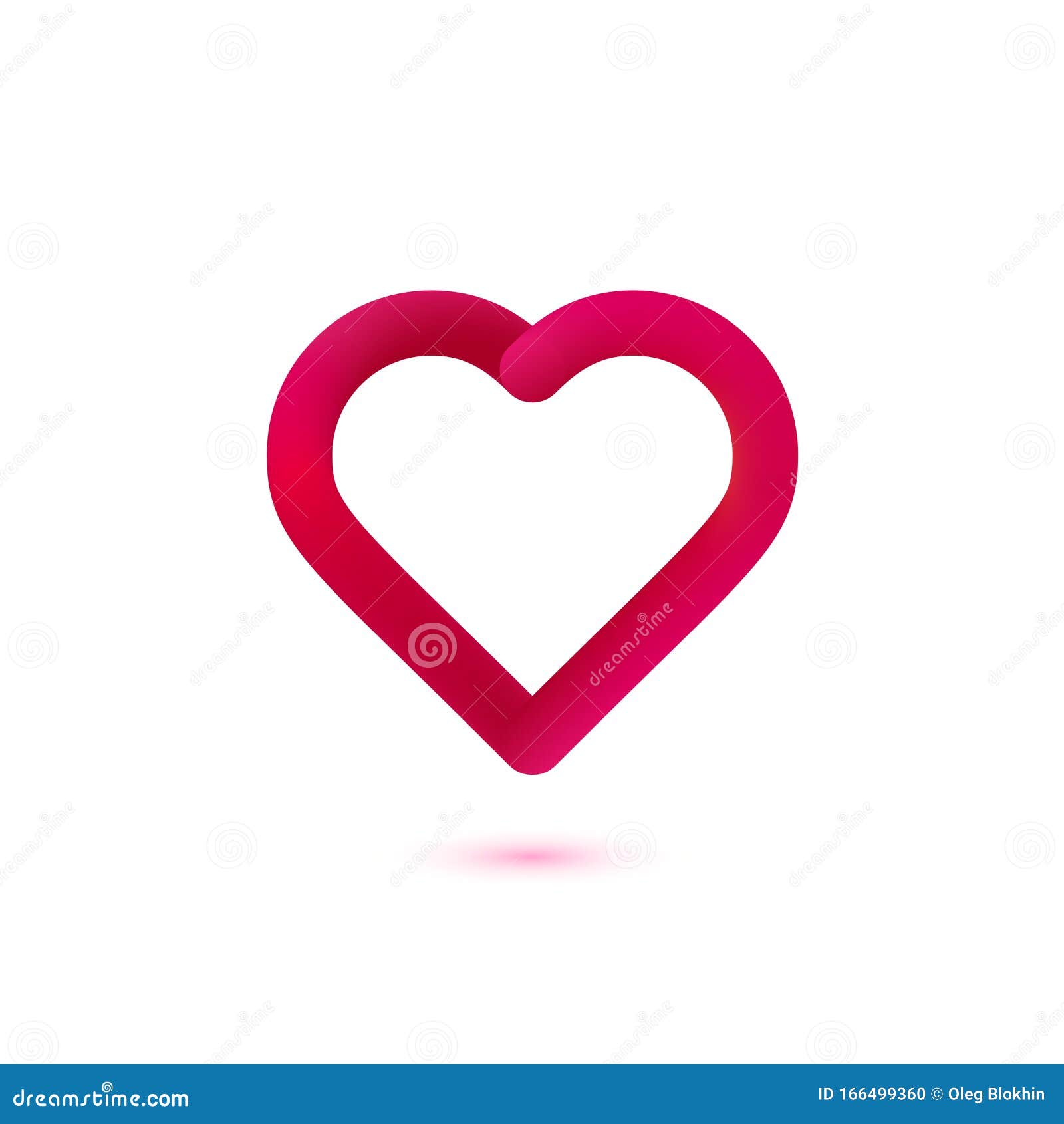 Red Gradient Heart Vector Logo. Abstract Happy Valentine S Day Isolated ...