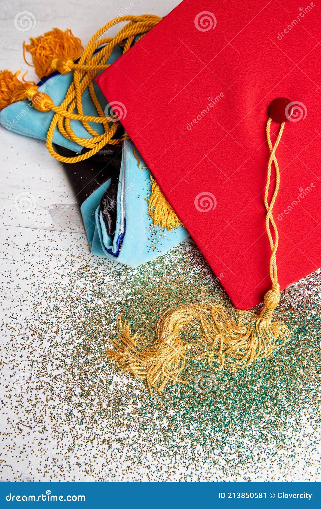 Red Graduation Cap with Gold Tassel Stock Image - Image of goal ...