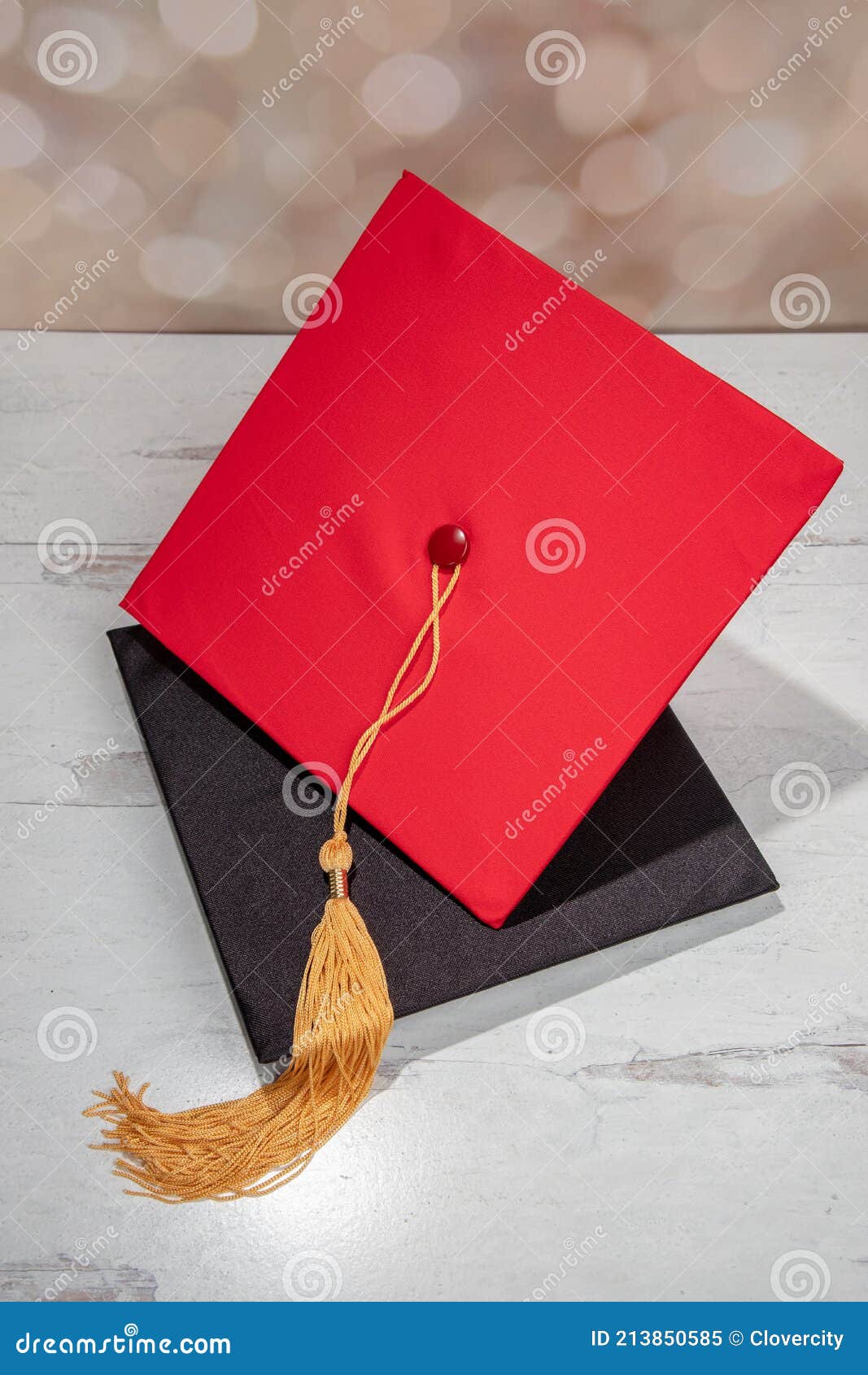Red Graduation Cap with Gold Tassel Stock Image - Image of student ...