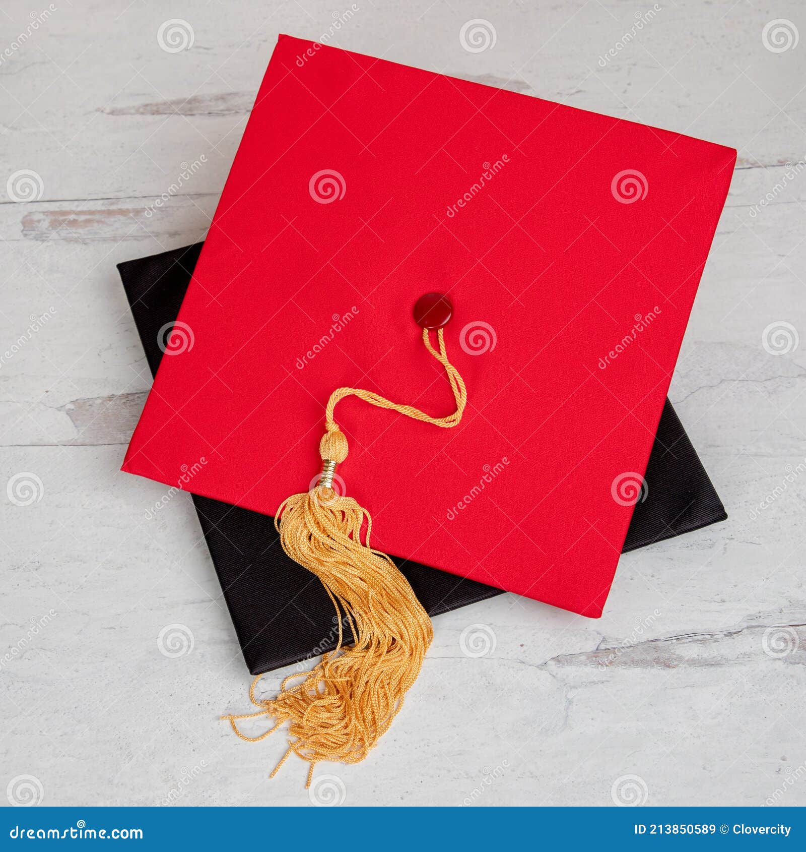 Red Graduation Cap And Diploma