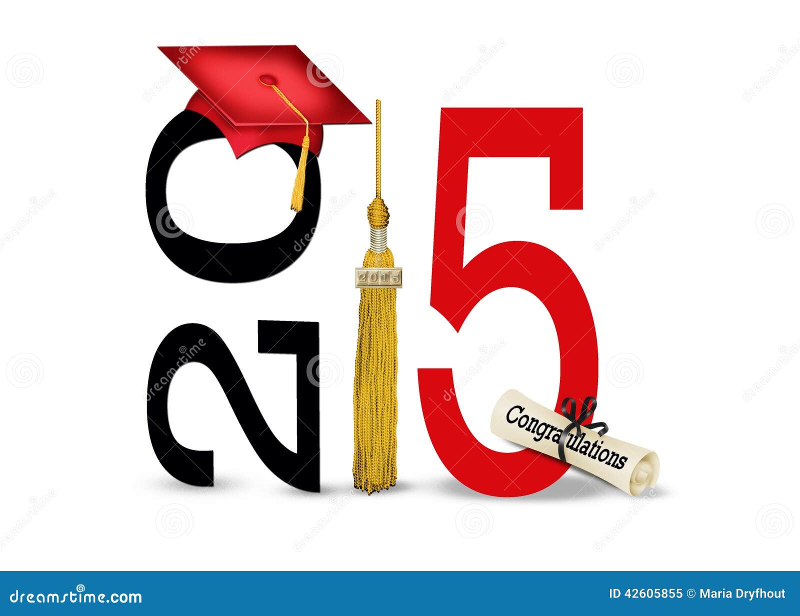 Red Graduation Cap for 2015 Stock Illustration - Illustration of black ...