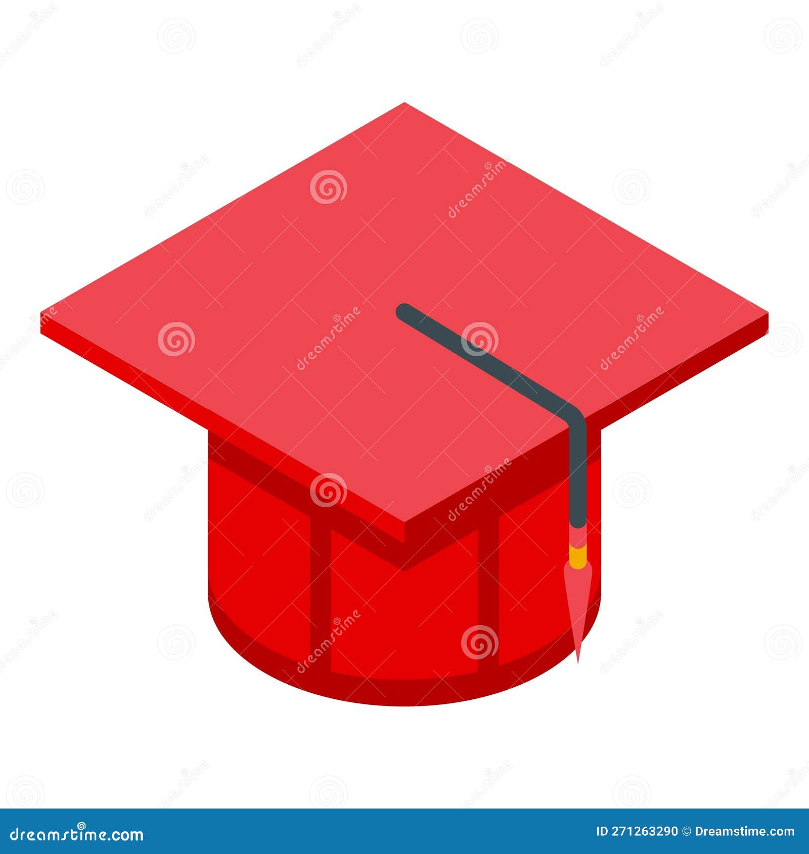 Red Graduation Hat Icon Isometric Vector. Diploma Cap Stock Vector ...