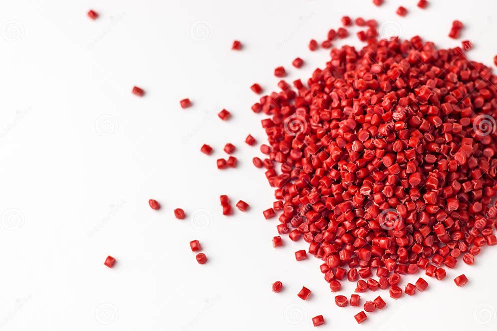 Red Granules of Polypropylene or Polyamide on a White Background ...