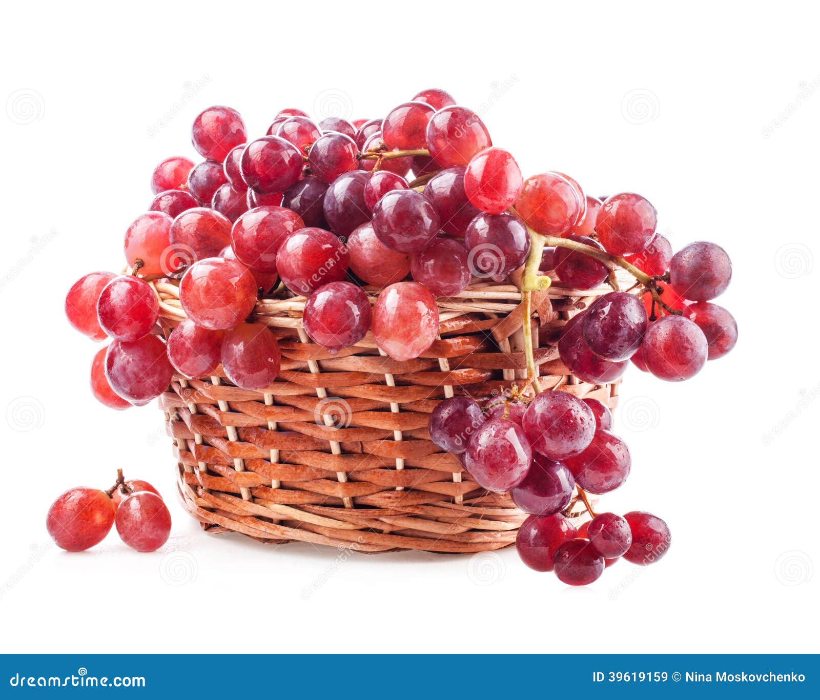 Red grape in basket stock image. Image of drink, batch - 39619159