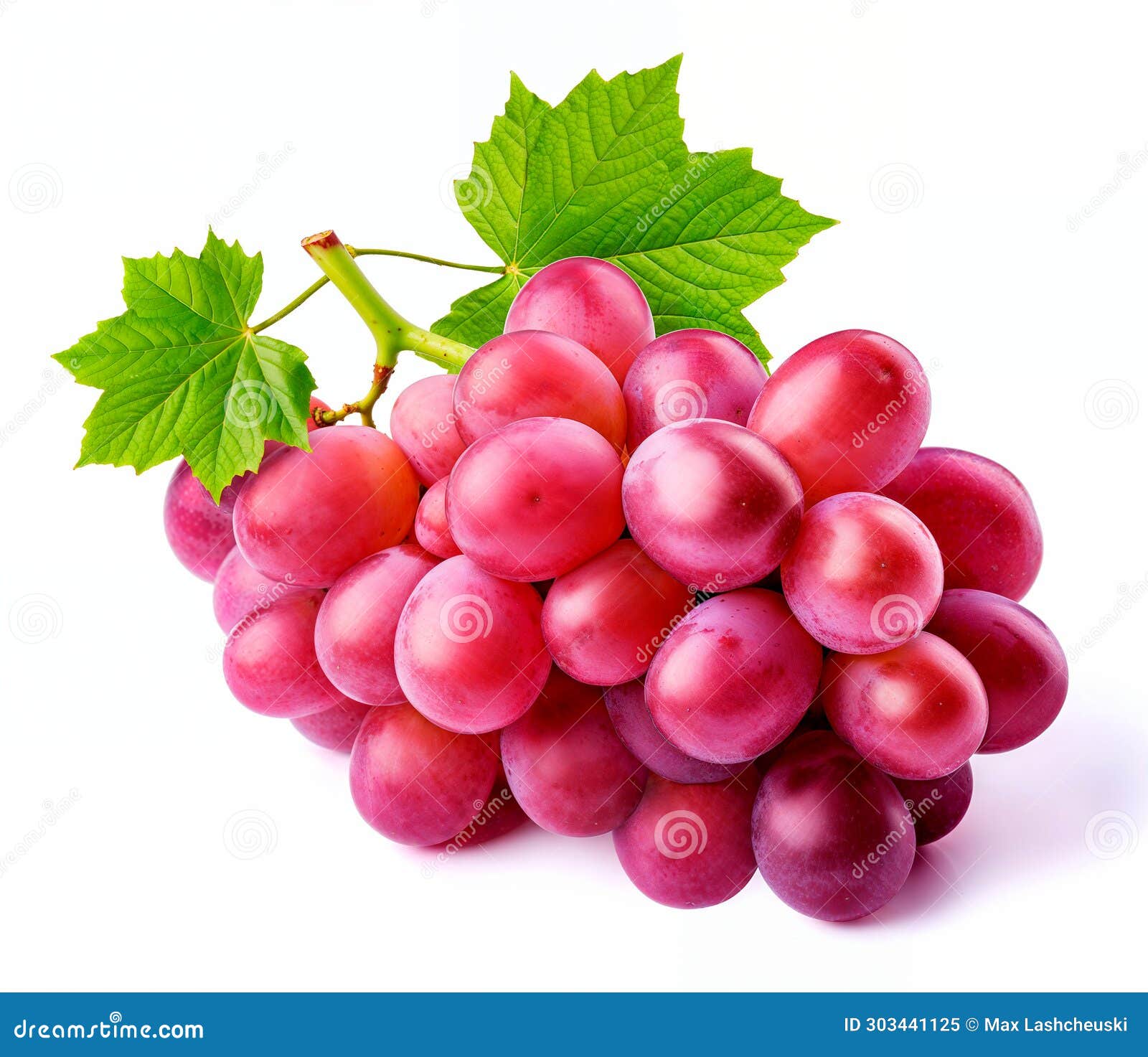 Red Grape Bunch with Leaves Isolated on White Background Stock Image ...