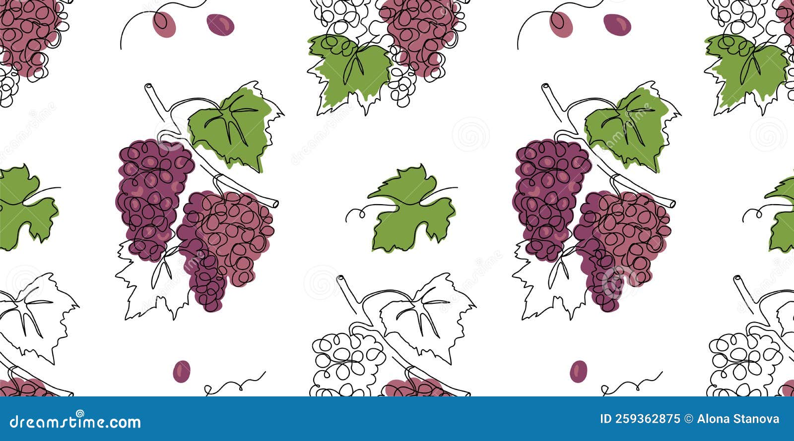 Red Grape Bunch Vector Pattern, Print, Wallpaper, Texture. One Single ...