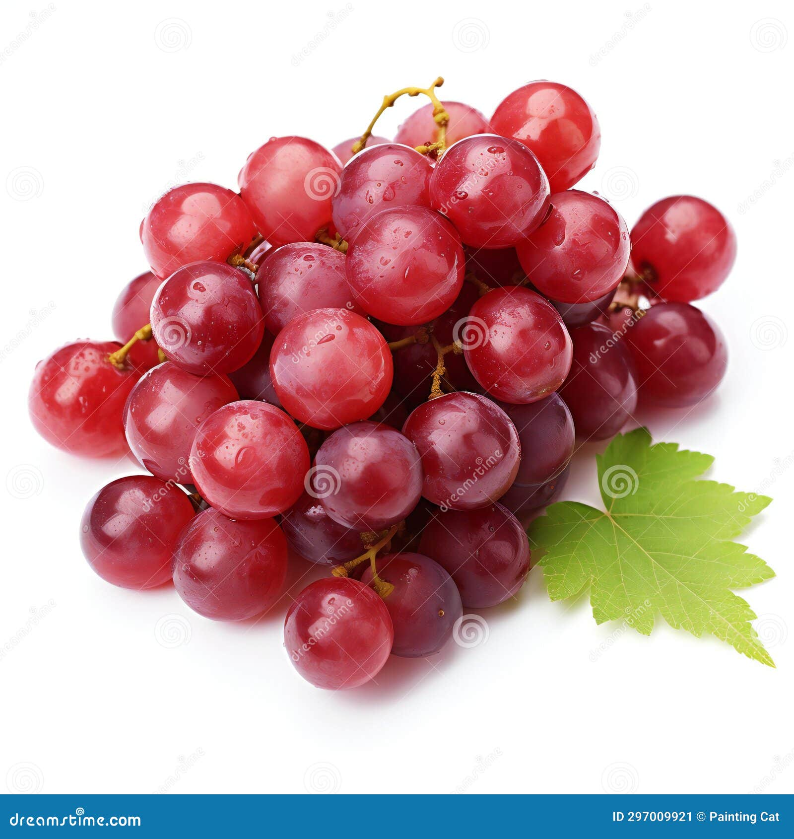 Red Grape Fruit with Leaf Isolated on White Background Stock ...