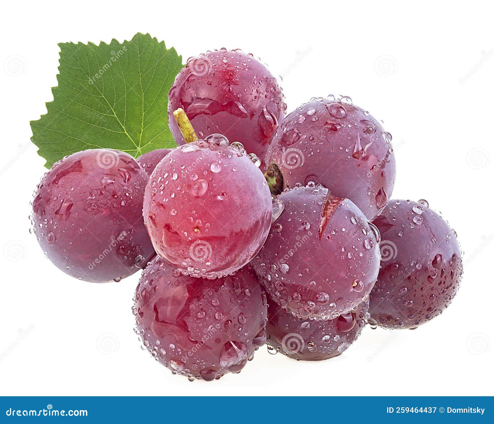 Red Grape with Green Leaf Isolated on White Background. Ripe Red Grape ...