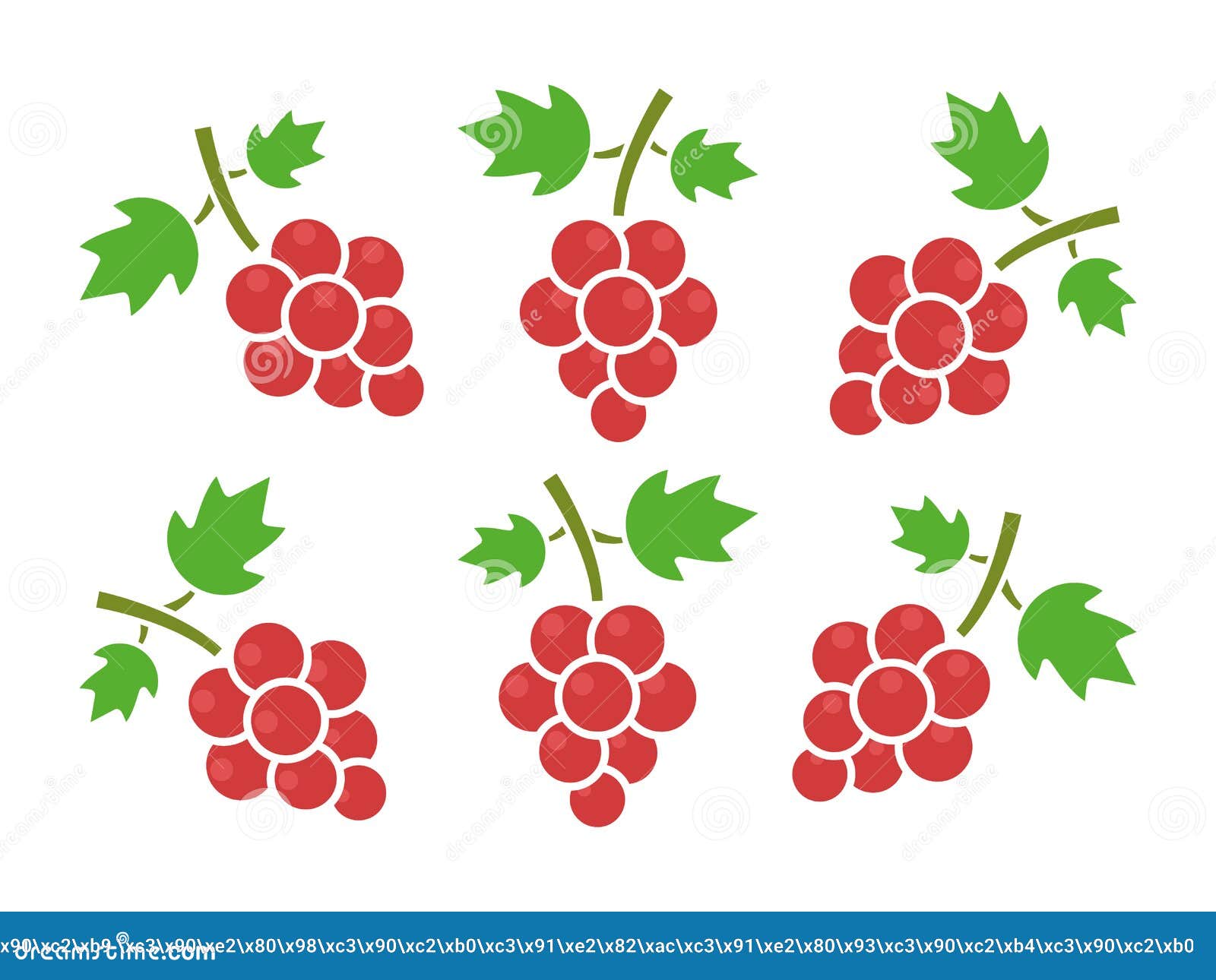 Red Grape Icon Set. Fruits Group Vector Illustration. Different Grape ...
