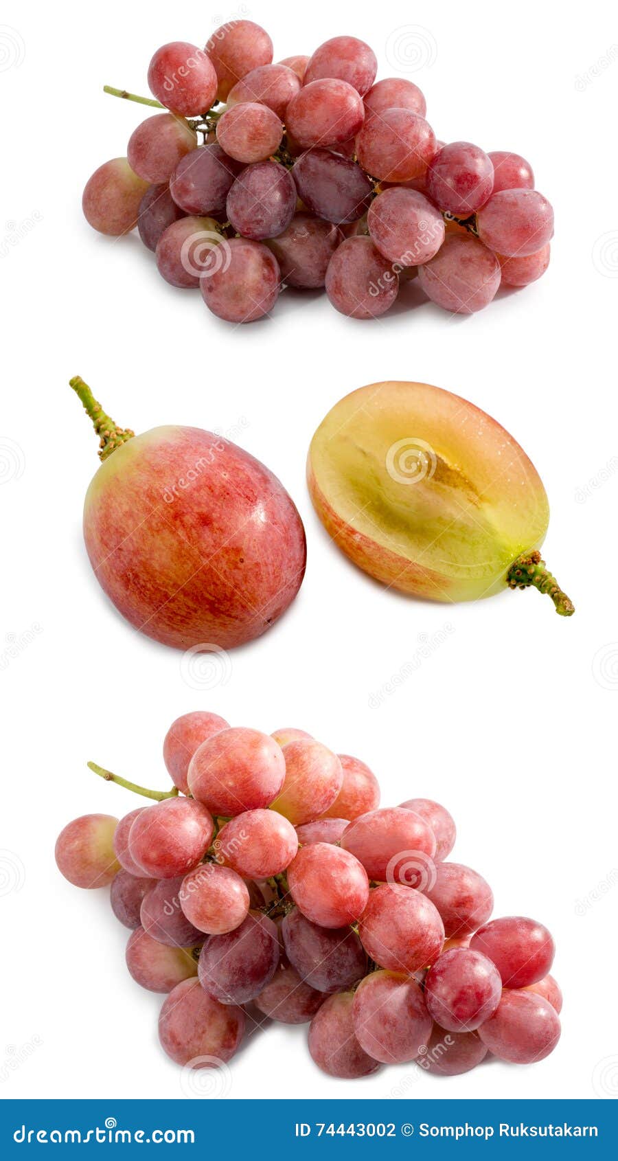 Red Grape and Slice in Half on White Background Stock Photo - Image of ...