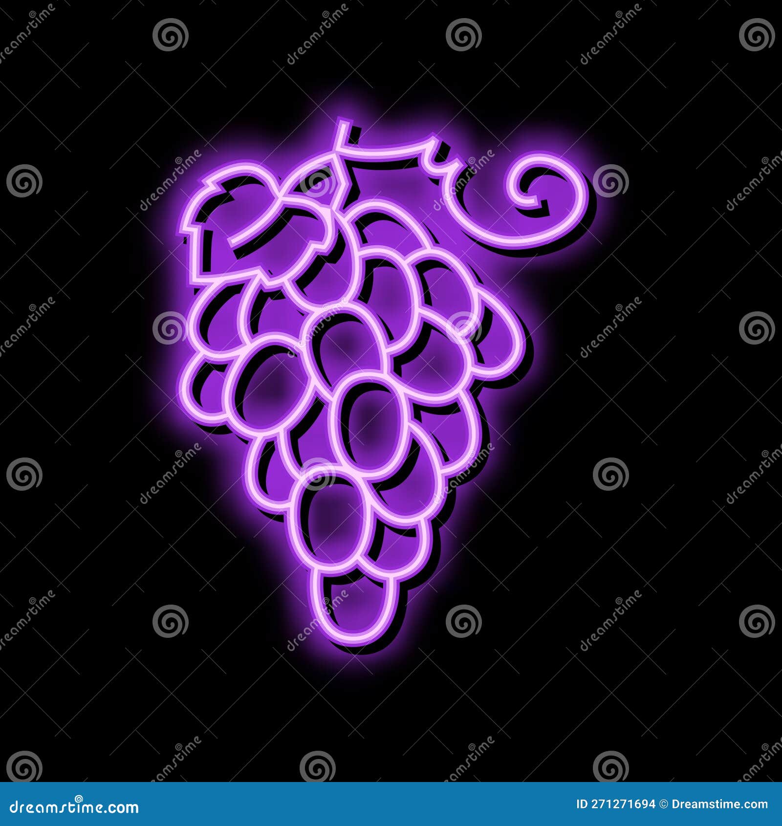 Red Grapes Bunch Neon Glow Icon Illustration Stock Vector ...