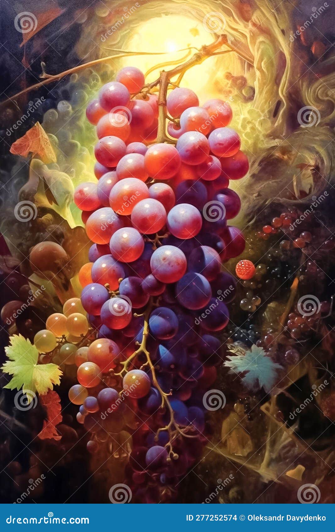 Red Grapes, Vertical Decorative Artwork. Generative AI Stock ...
