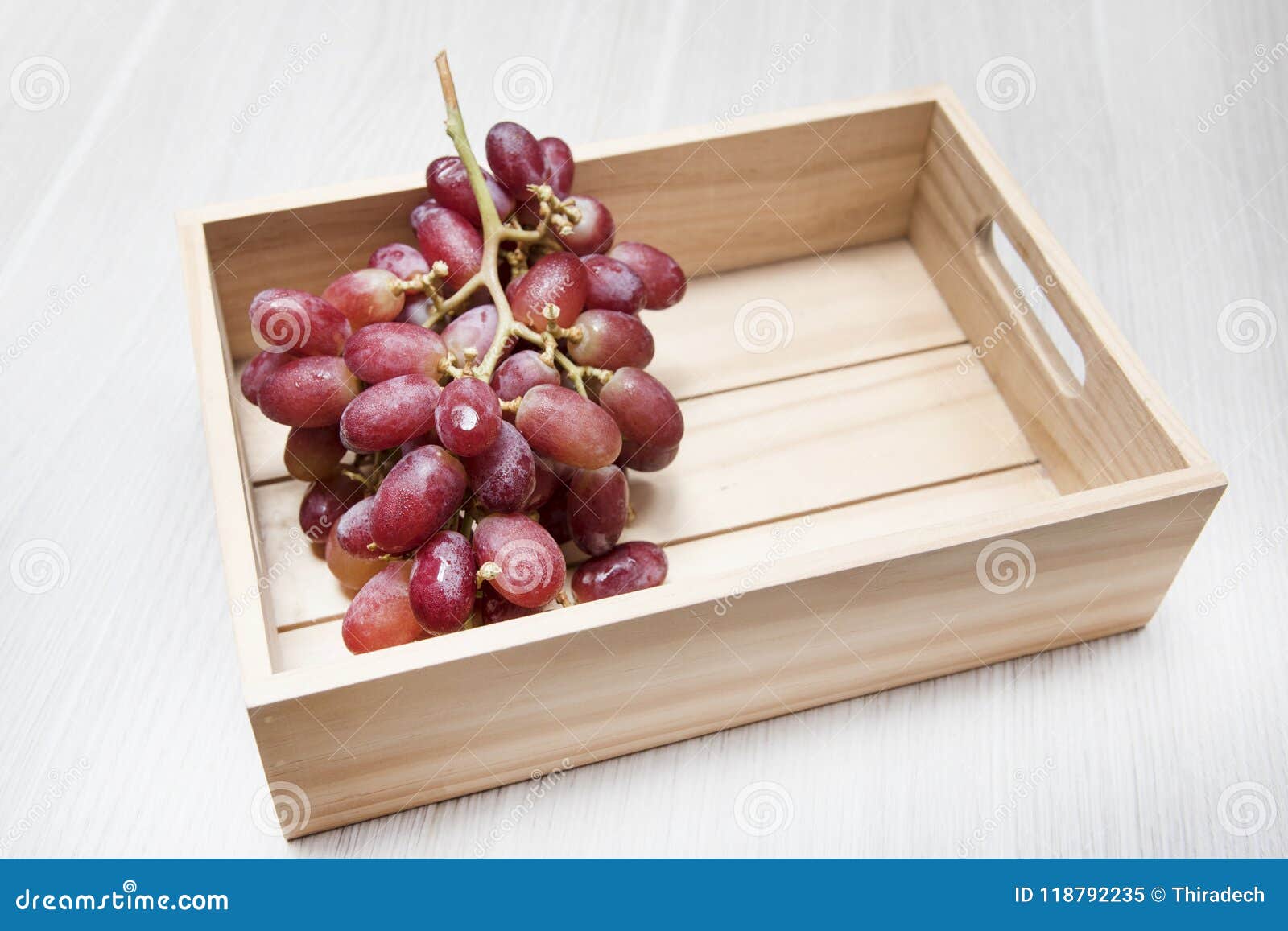 Red grapes in wooden boxes stock image. Image of fruits - 118792235