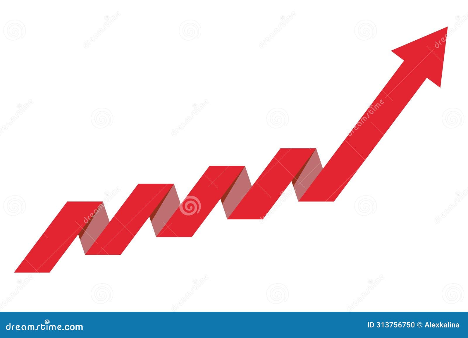 Red Graph with Increase Report. Diagram with Rise and Gain Progress ...