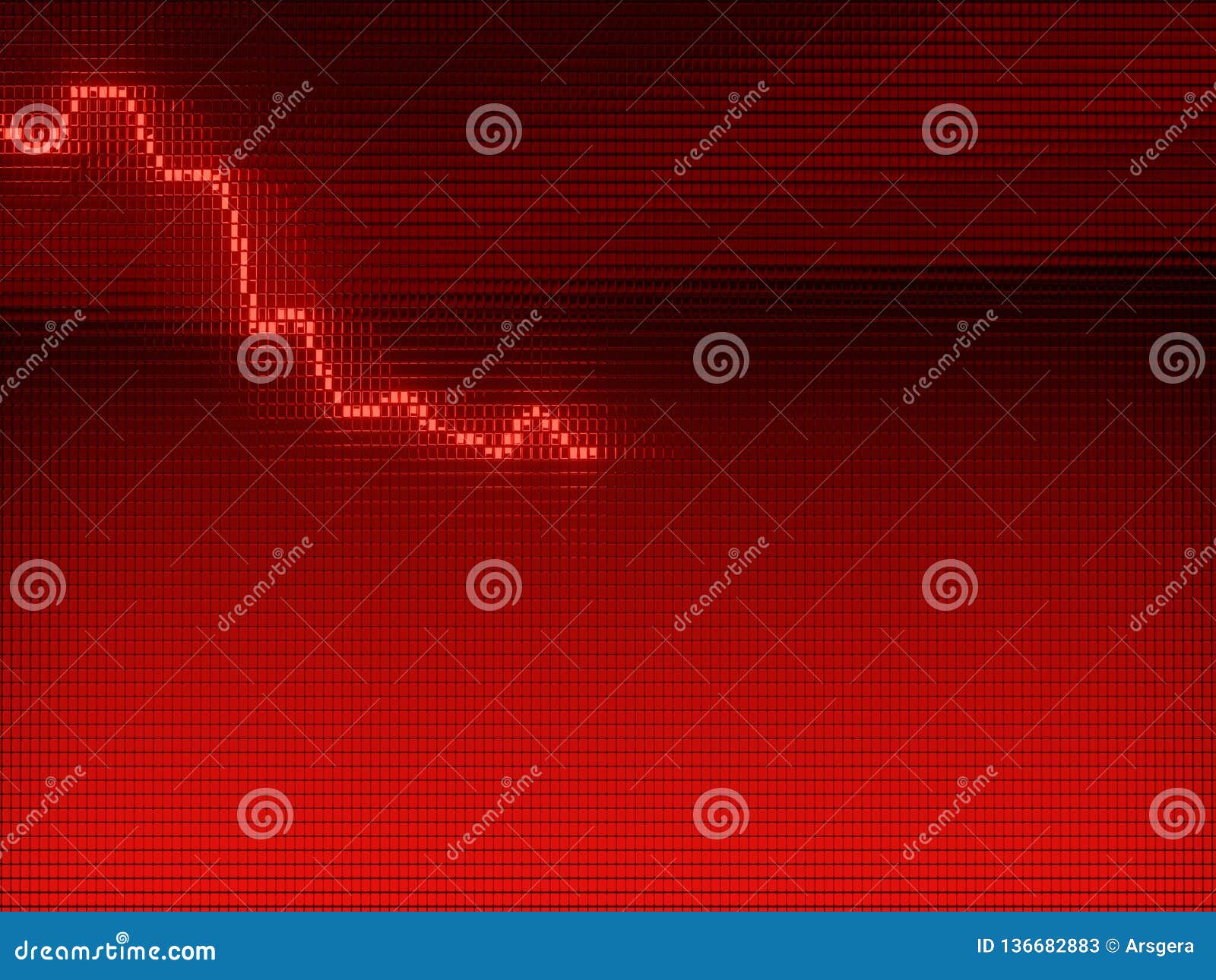 Red Graph Moving Down on Chart As Recession or Financial Crisis Stock ...
