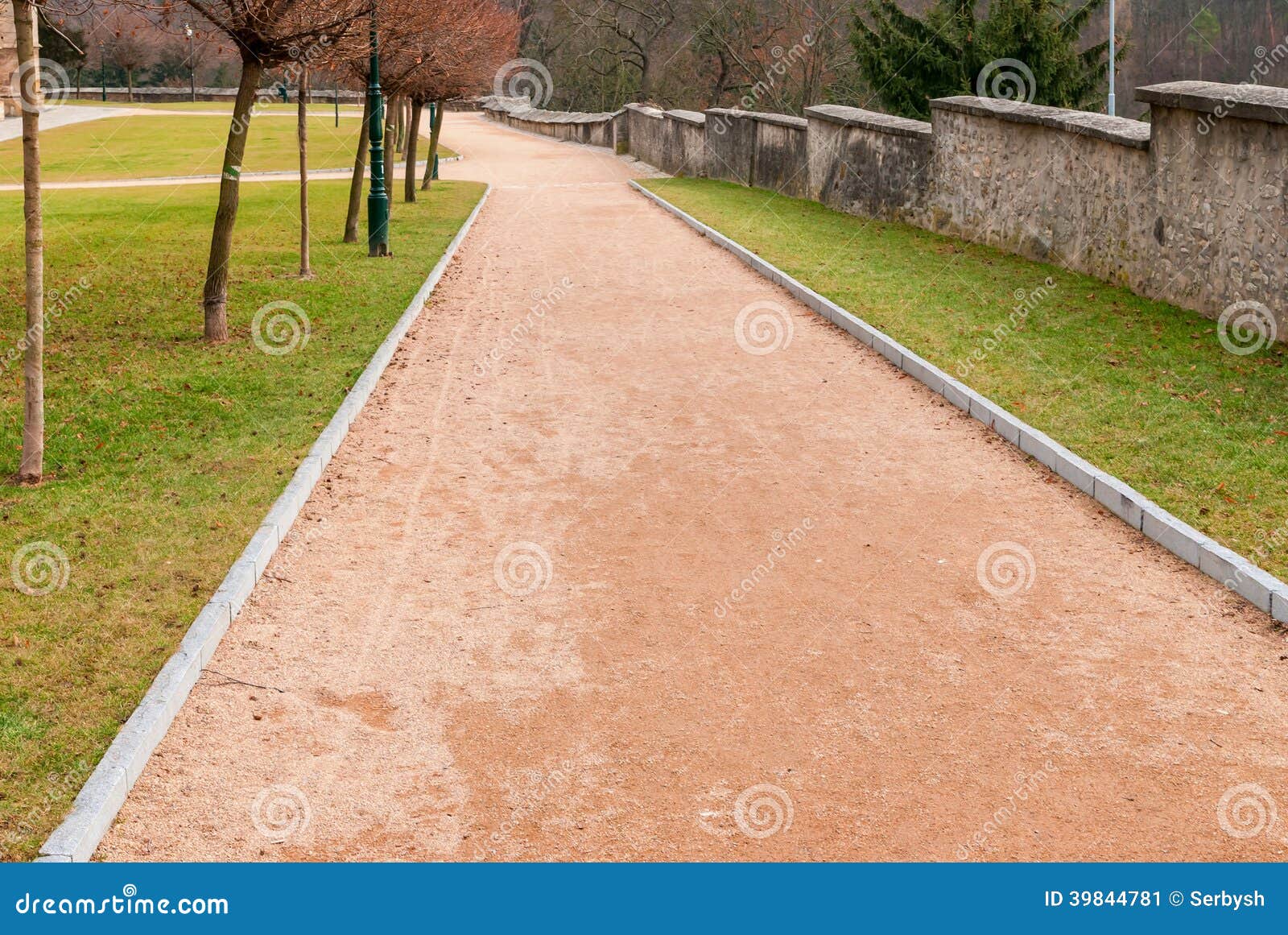 Red Gravel Path in the Park Stock Image - Image of concrete, route ...