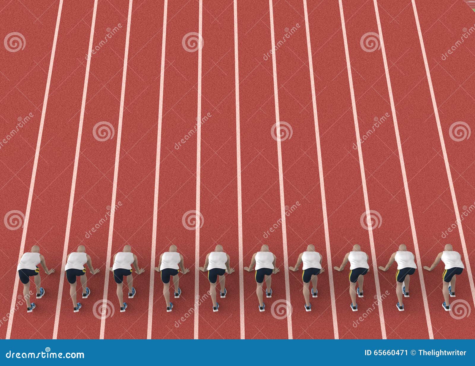 Red Gravel Running Track with Athletes in Start Position Stock ...