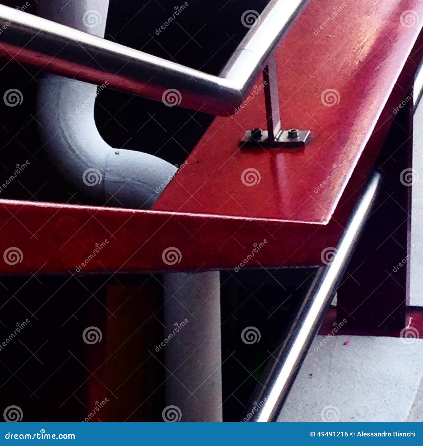Red and gray handrail stock photo. Image of details, colored - 49491216