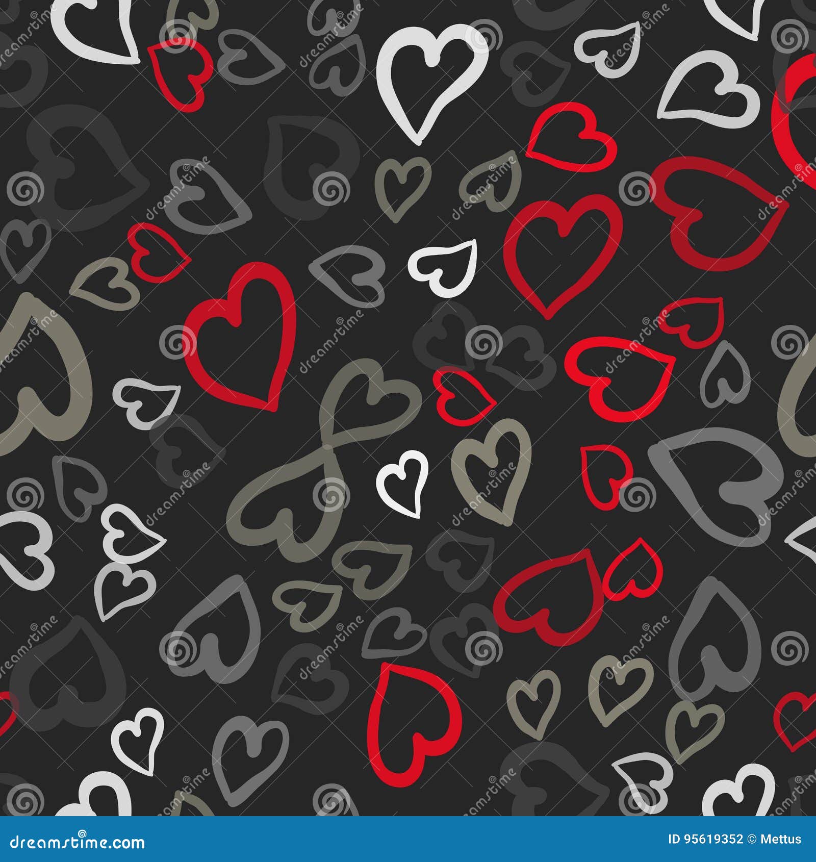 Red and Gray Hearts Seamless Vector Tile. Valentines Day Background ...