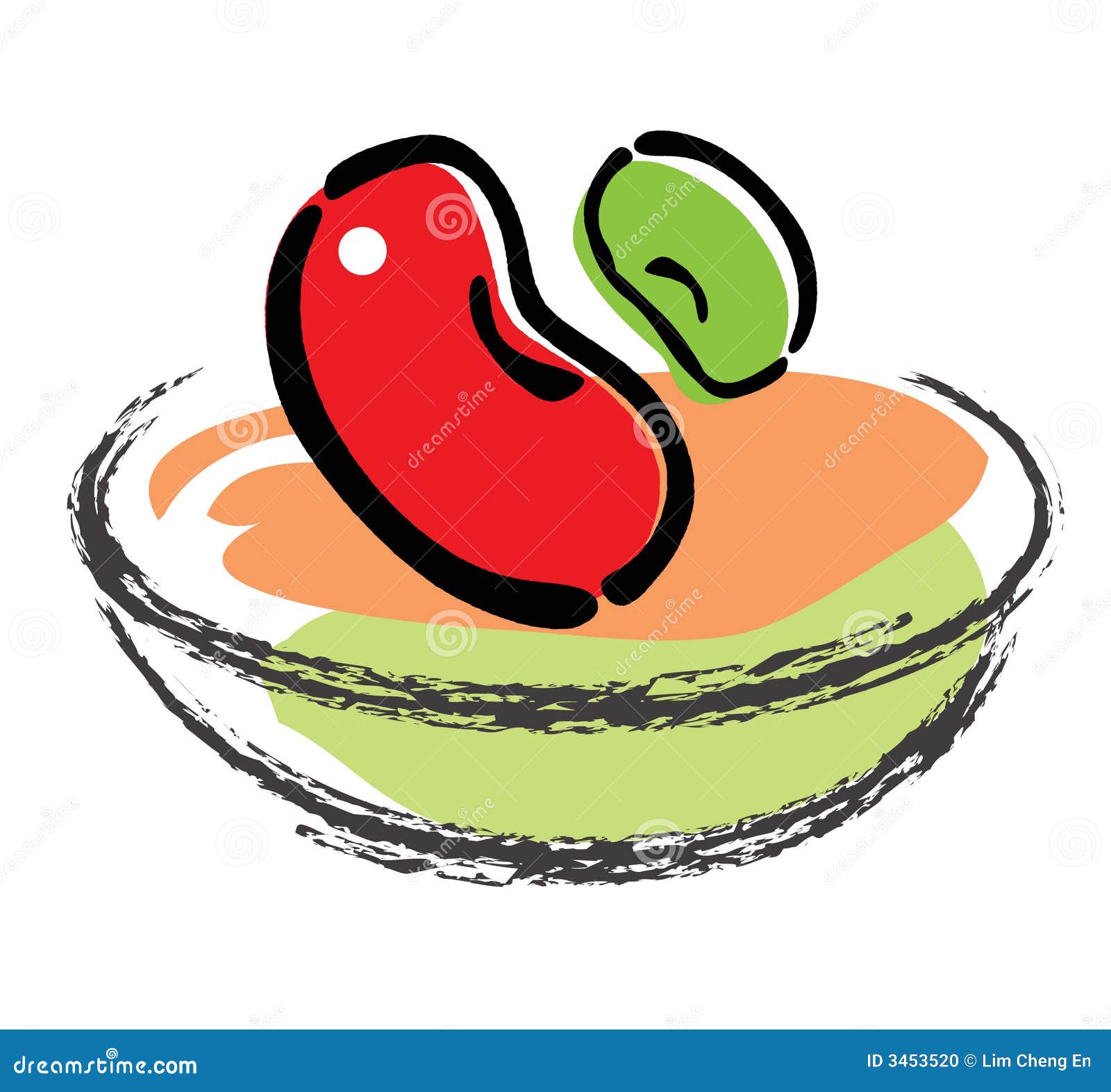 Red and green stock vector. Illustration of cartoon, bowl - 3453520