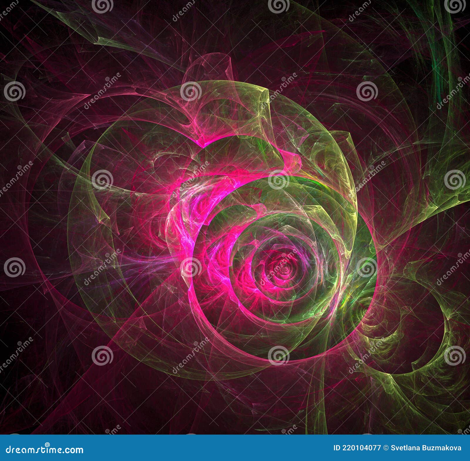 Red and Green Abstract Flowers and Circles Create a Bright Pattern on a ...