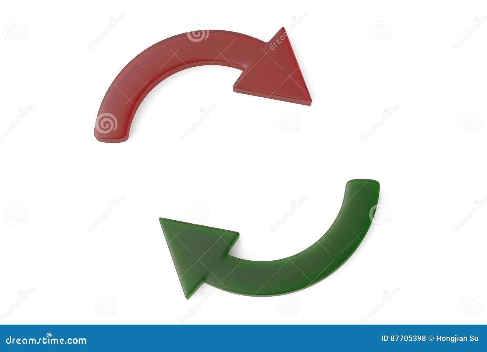 Red and Green Arrow Cycle.3D Illustration. Stock Illustration ...