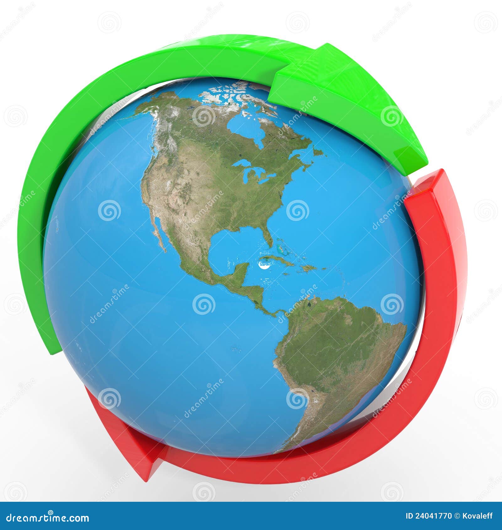 Red and Green Arrows Around Earth Globe. Cycle Stock Illustration ...