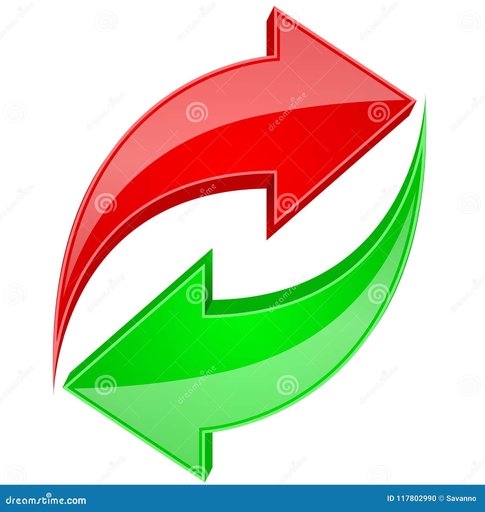 Red and Green Arrows in Circular Motion. Recycle or Refresh 3d Symbol ...