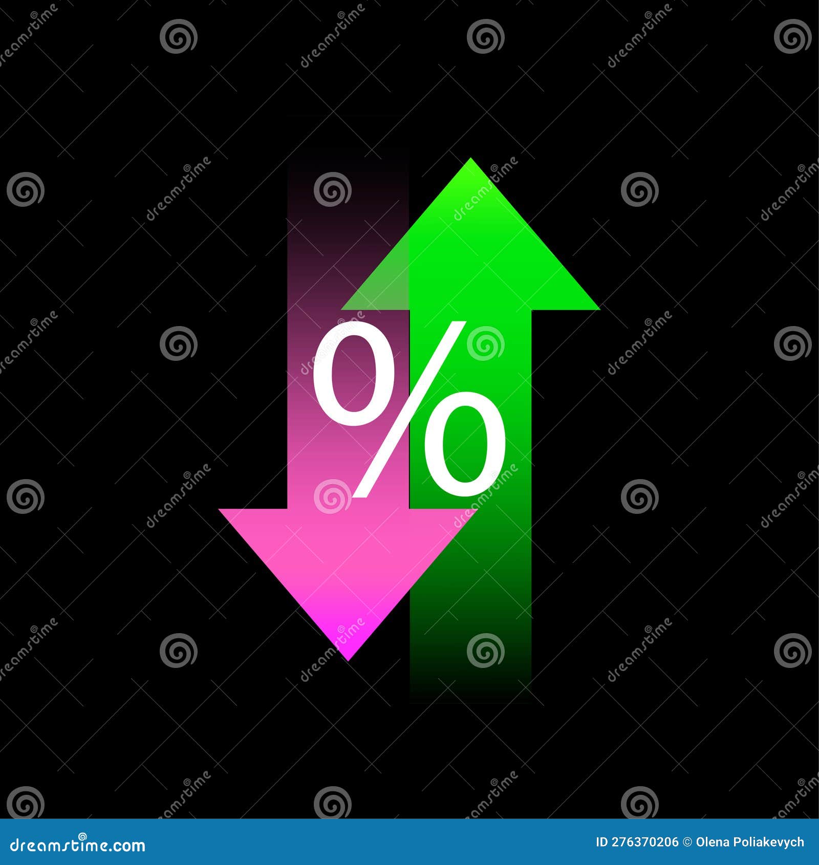 Red Green Arrows Percent Black Background. 3d Arrows. Vector ...