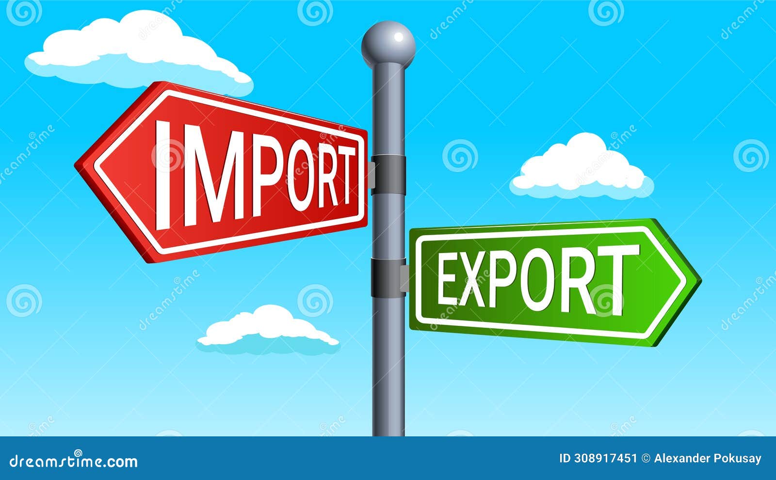 Red Green Arrows Sign Import Export Raster Stock Illustration ...