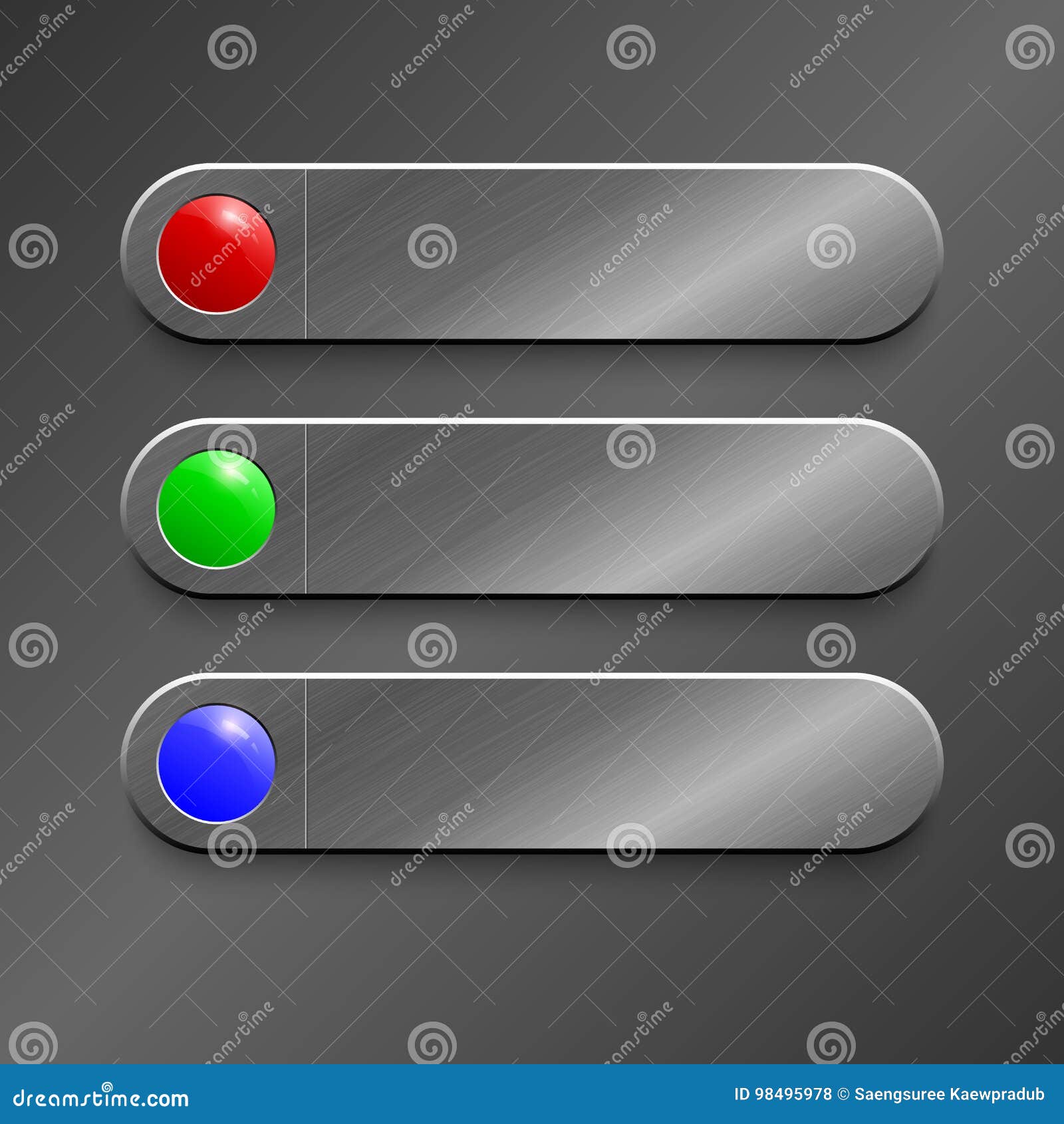 Red, Green, Blue Button on Realistic Metallic Surface Texture Ba Stock ...