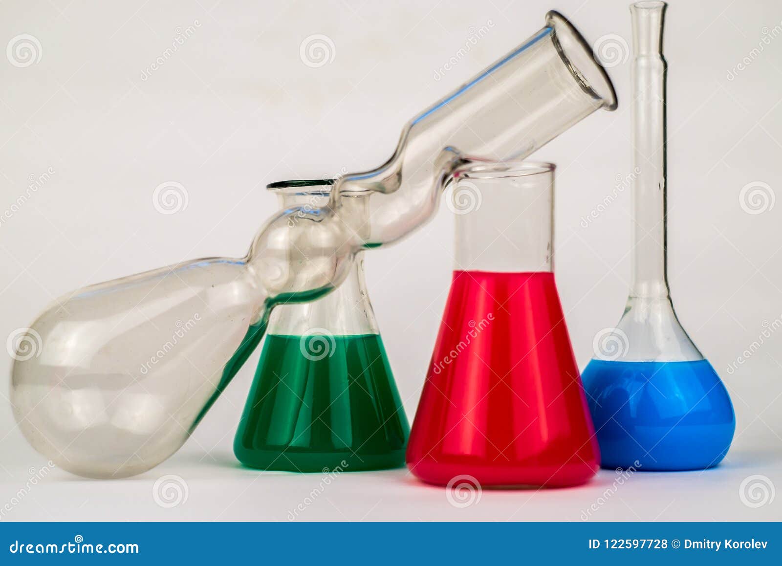 Red Green Blue.glass Laboratory Flasks Stock Photo - Image of ...