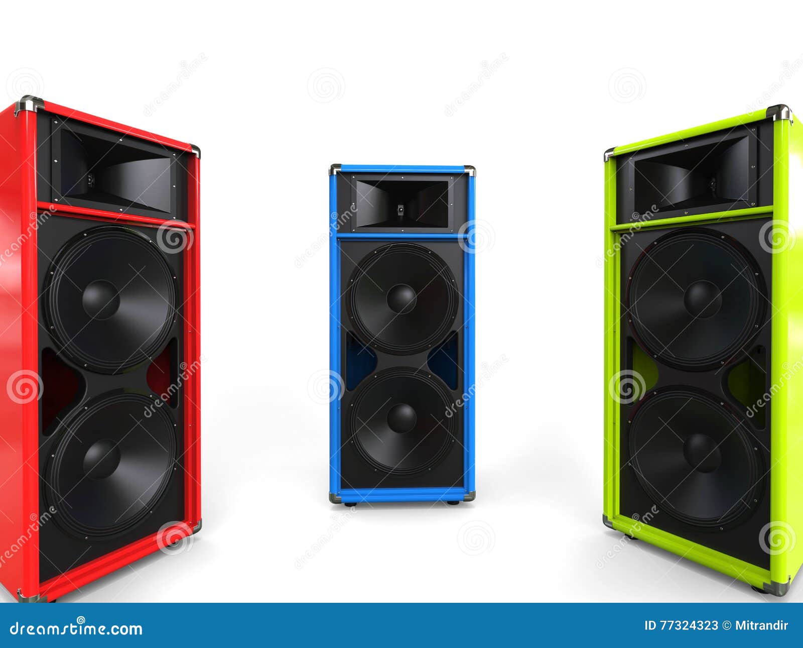 Red, Green and Blue Hifi Speakers Stock Illustration - Illustration of ...