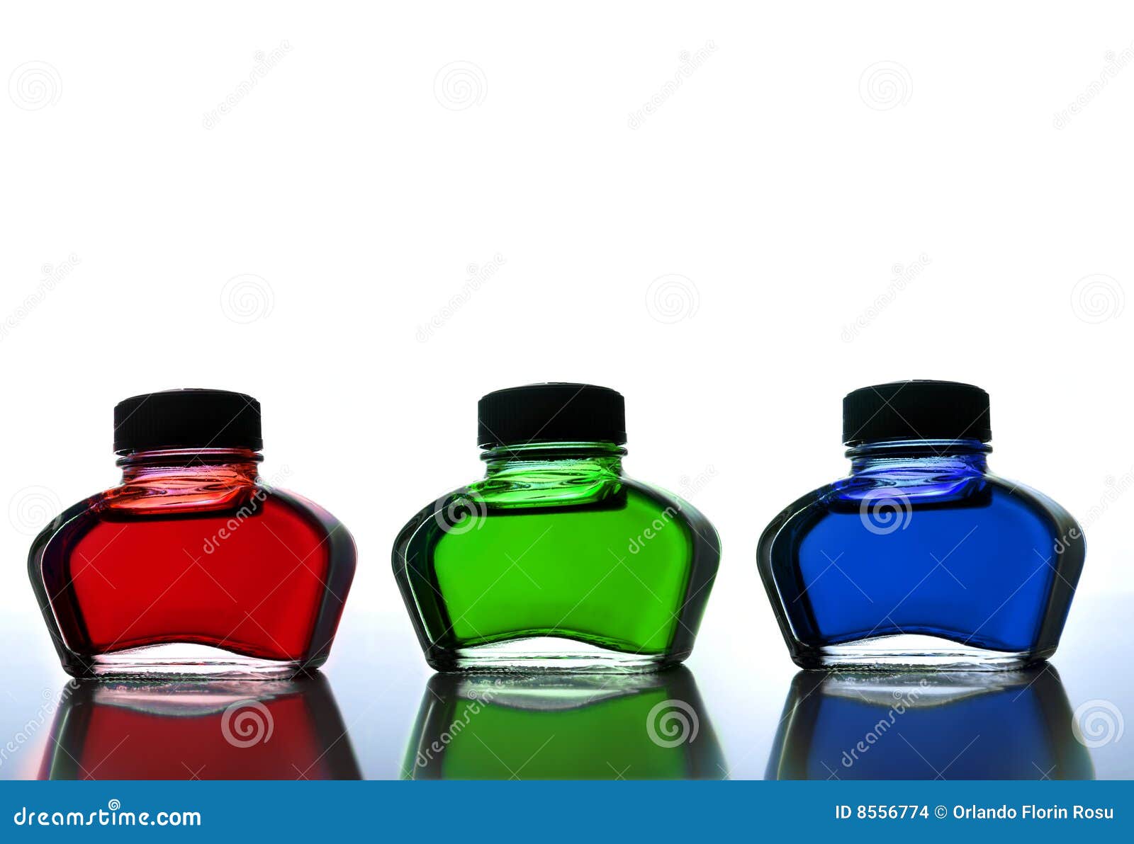 Red green and blue ink stock photo. Image of white, table - 8556774