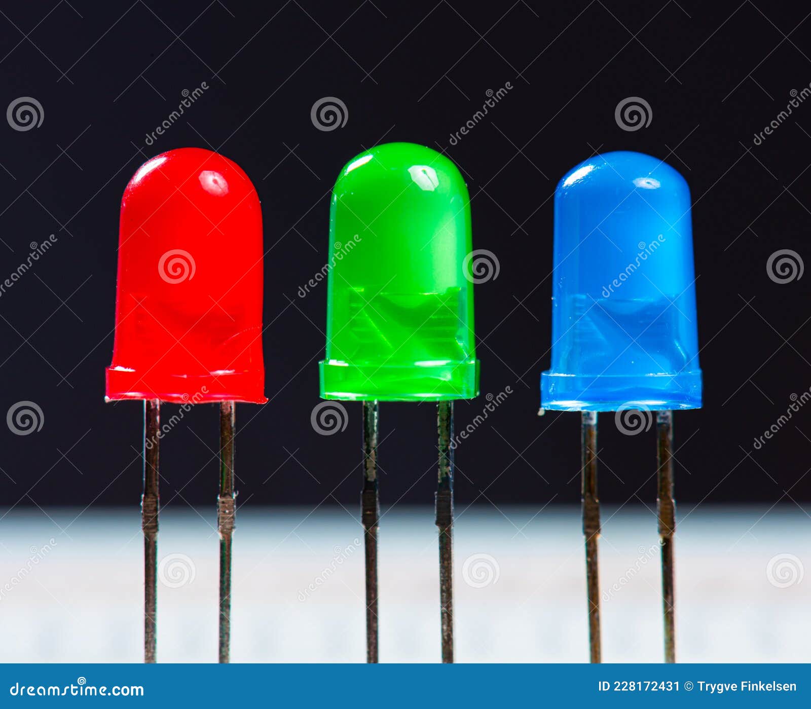 Red , Green and Blue LED Diodes Against a Dark Background Stock Image ...