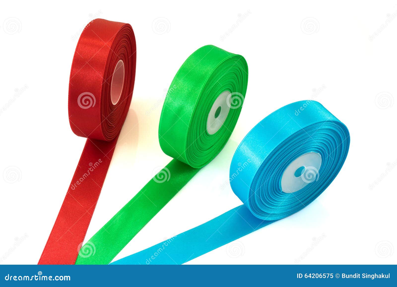 Red Green Blue Ribbon Roll Isolated Stock Image - Image of label, green ...