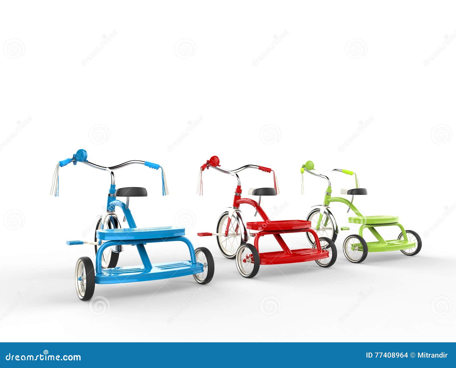 Red, Green and Blue Tricycles - Back View Stock Illustration ...