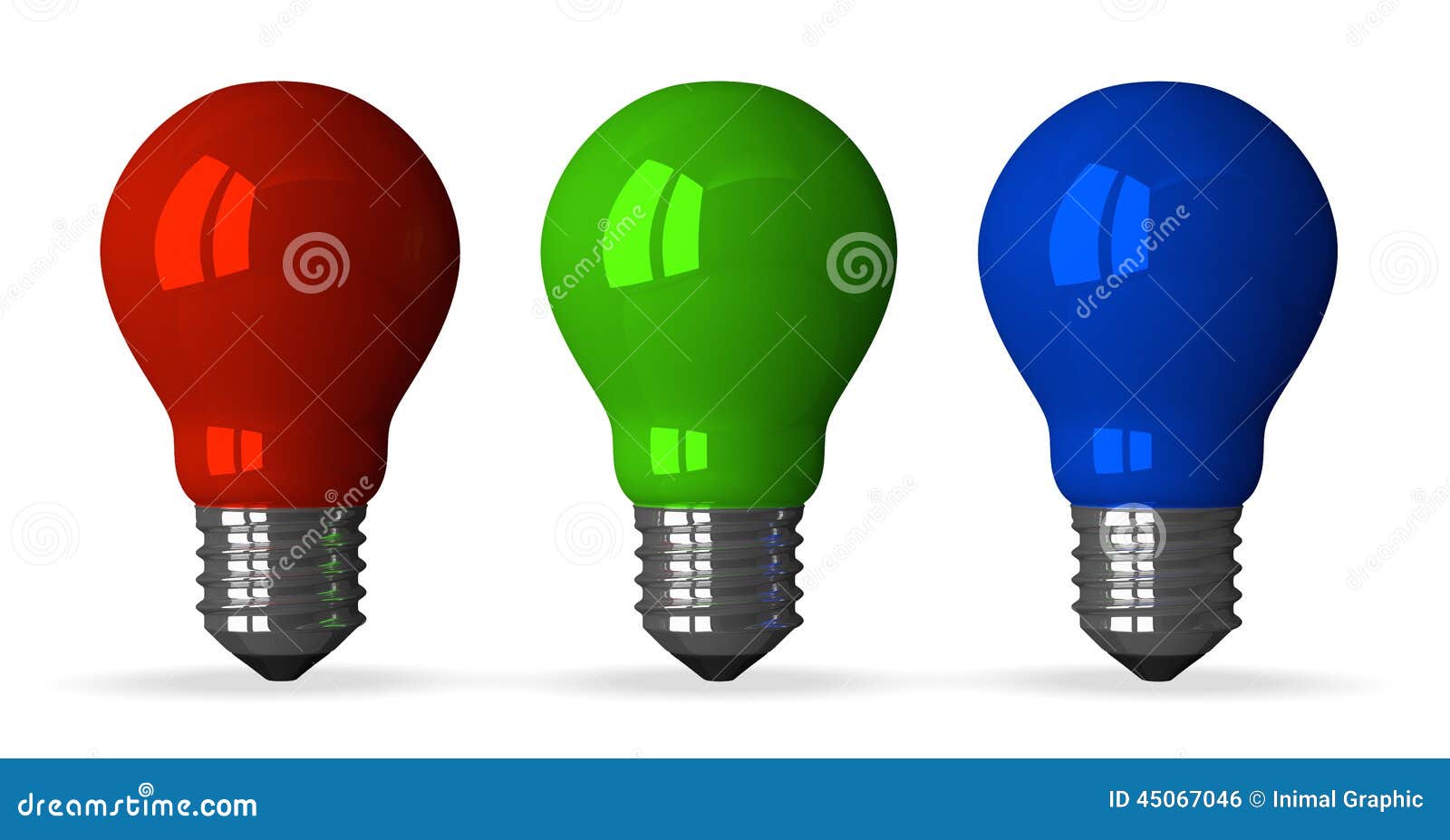 ï»¿ï»¿Red, Green and Blue Tungsten Light Bulbs, Front View Stock ...