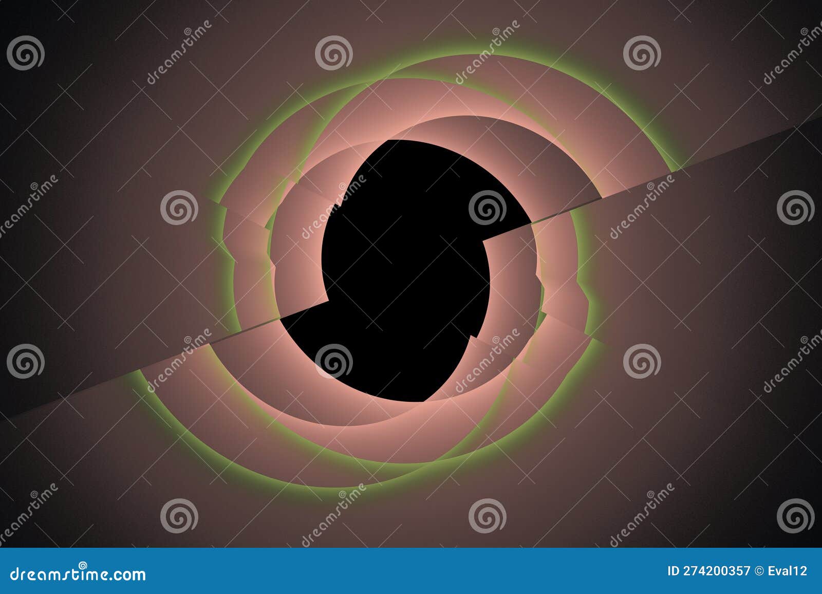 Red Green Broken Pattern of Crooked Waves with a Hole on a Black ...