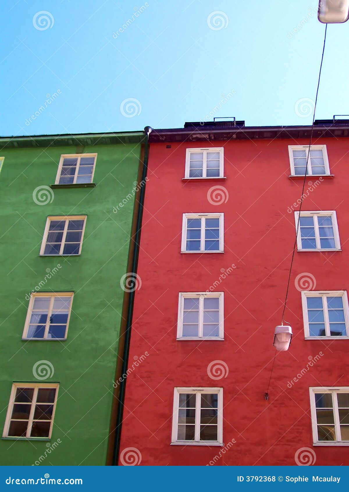 Red and green building stock photo. Image of accomodation - 3792368