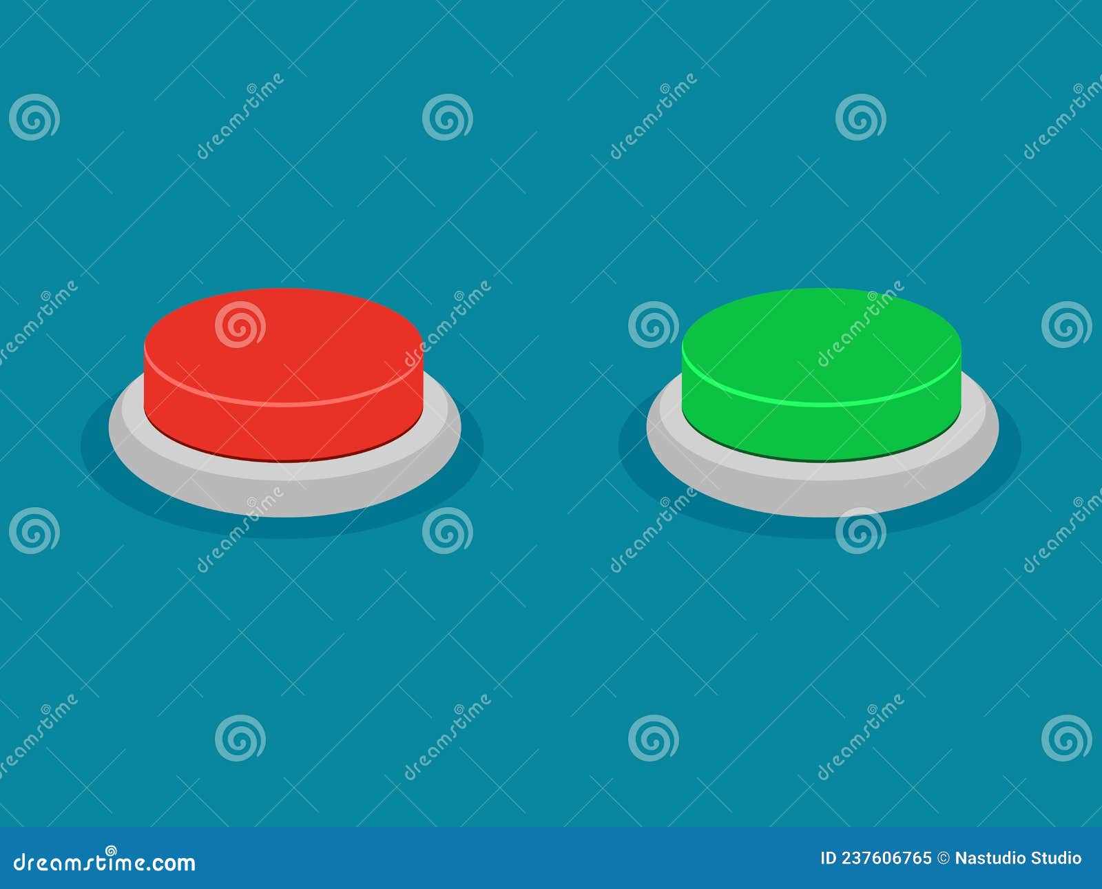 Red and Green Buttons. Isolated on a Blue Background Stock Vector ...