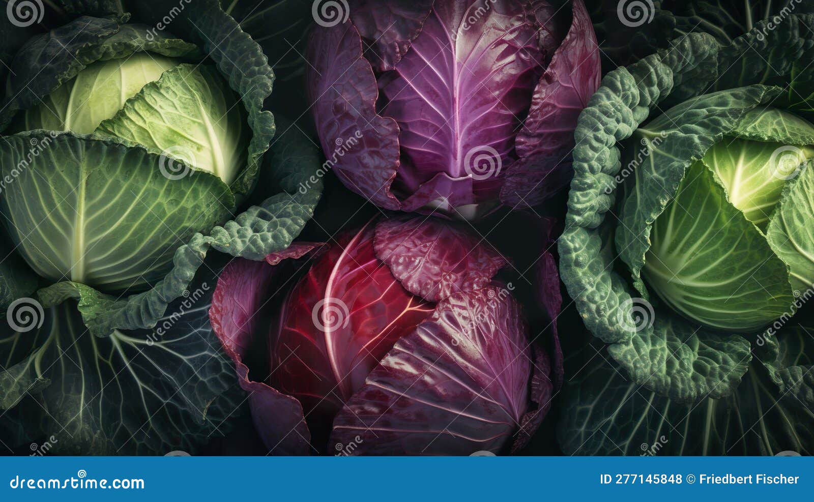 Red and Green Cabbage, Flat Lay, Generative AI Stock Photo - Image of ...