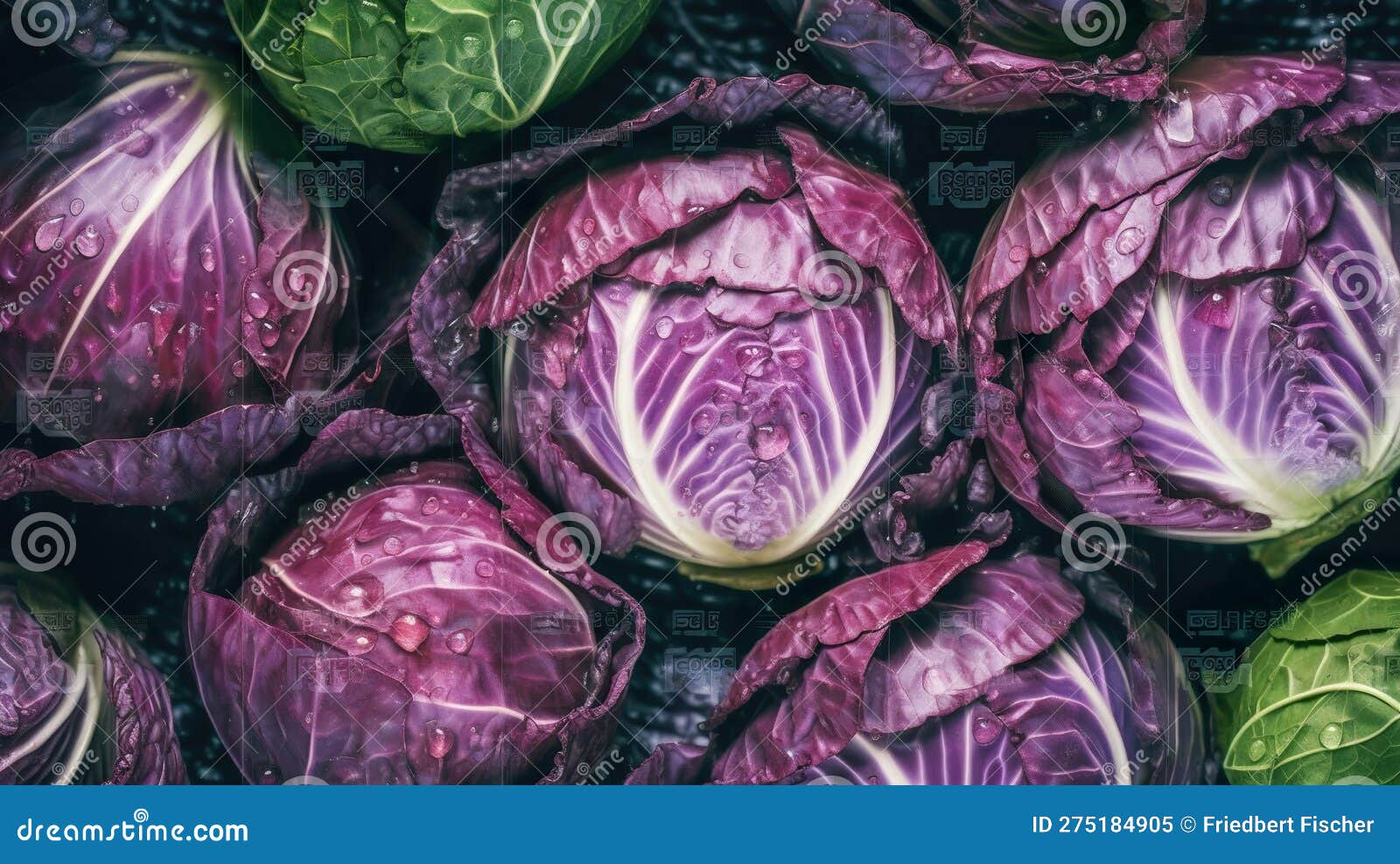 Red and Green Cabbage, Flat Lay, AI Generative Stock Illustration ...