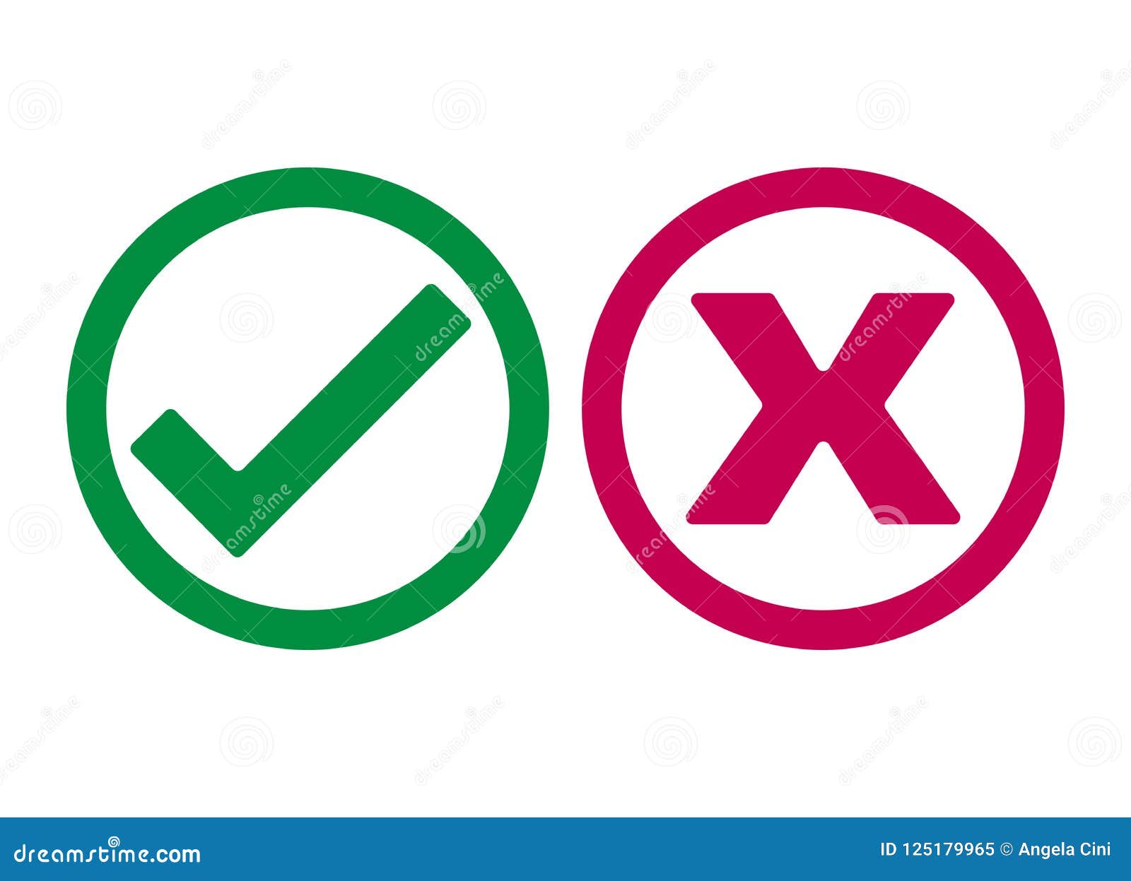 Checkmark and X or Confirm and Deny Icon Stock Vector - Illustration of ...