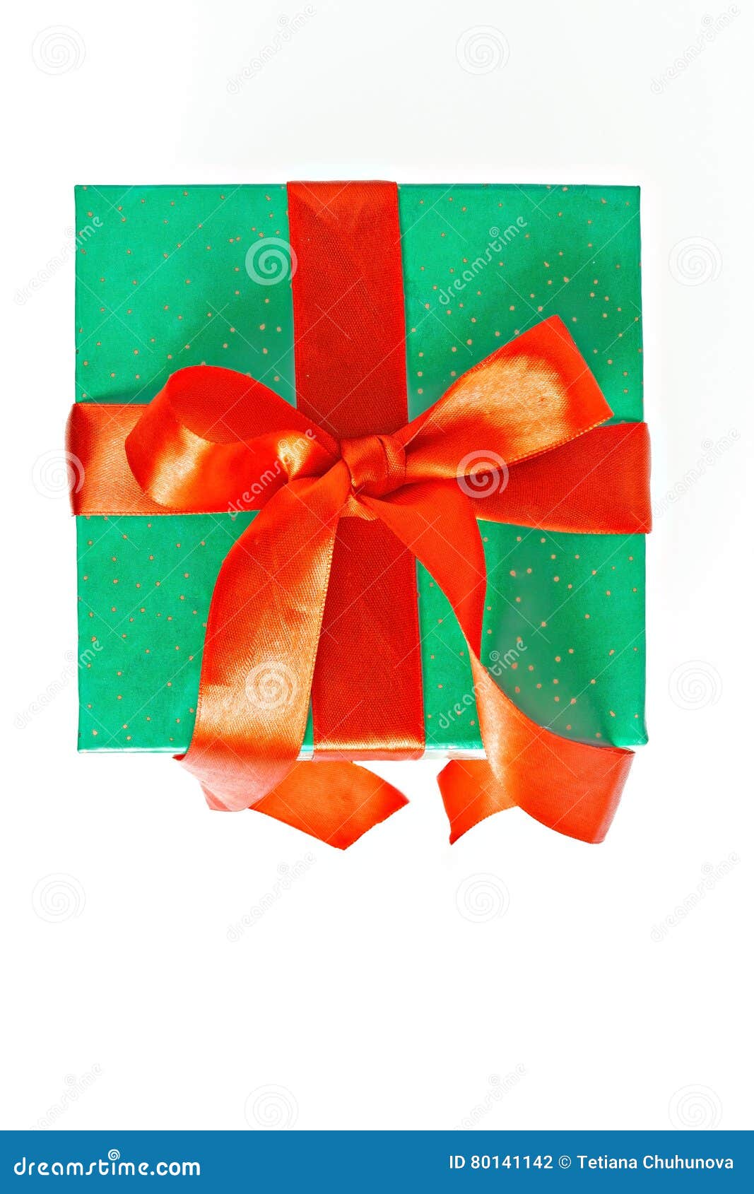 Red and Green Christmas Gift with Ribbon Isolated Stock Photo - Image ...