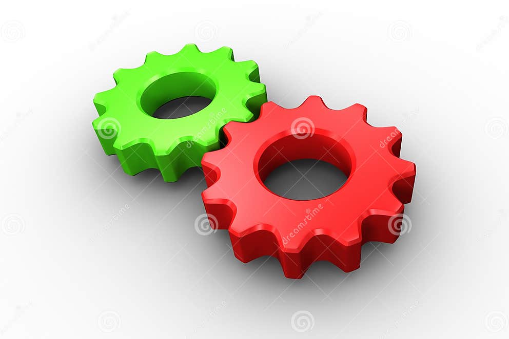 Red and Green Cog and Wheel Stock Illustration - Illustration of ...